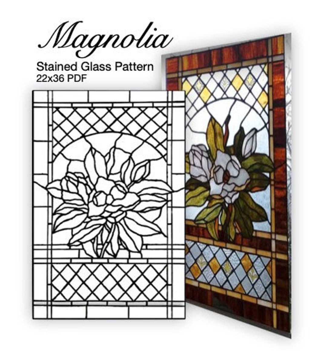 Magnolia Stained Glass Pattern - Etsy