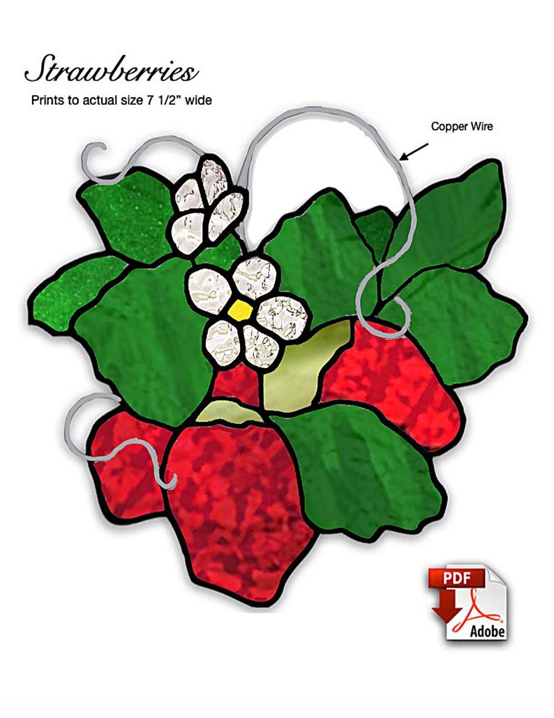 Strawberries Stained Glass Pattern - Etsy