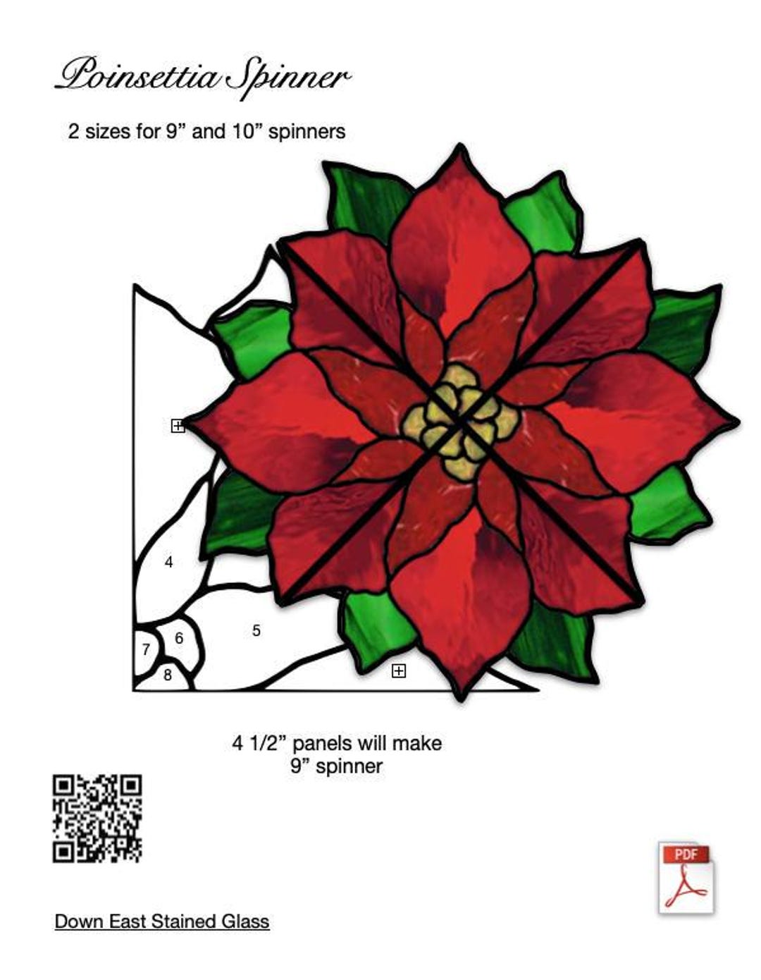 Poinsettia Spinner Stained Glass Pattern - Etsy