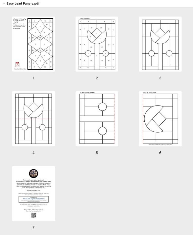 Easy Lead Stained Glass Patterns PDF - Etsy