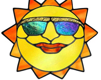 STAINED GLASS PATTERN, Simple Sun Stained Glass Pattern, Digital ...