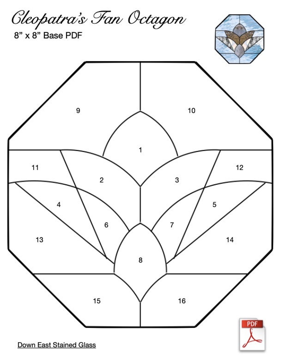 Cleopatra's Fan Octagon Stained Glass Pattern PDF - Etsy