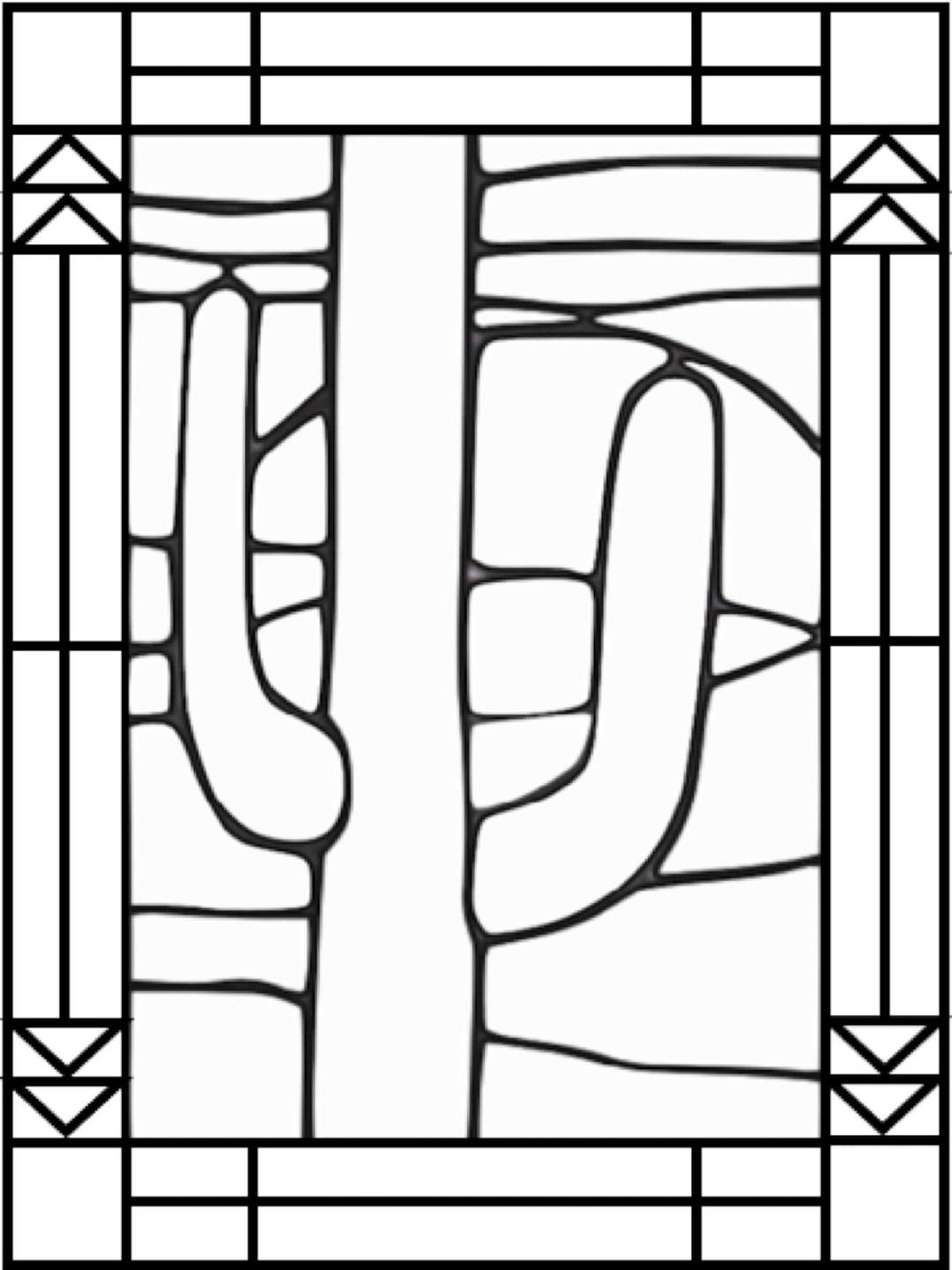 Cactus Sunset Stained Glass Pattern~ PDF Download - Etsy