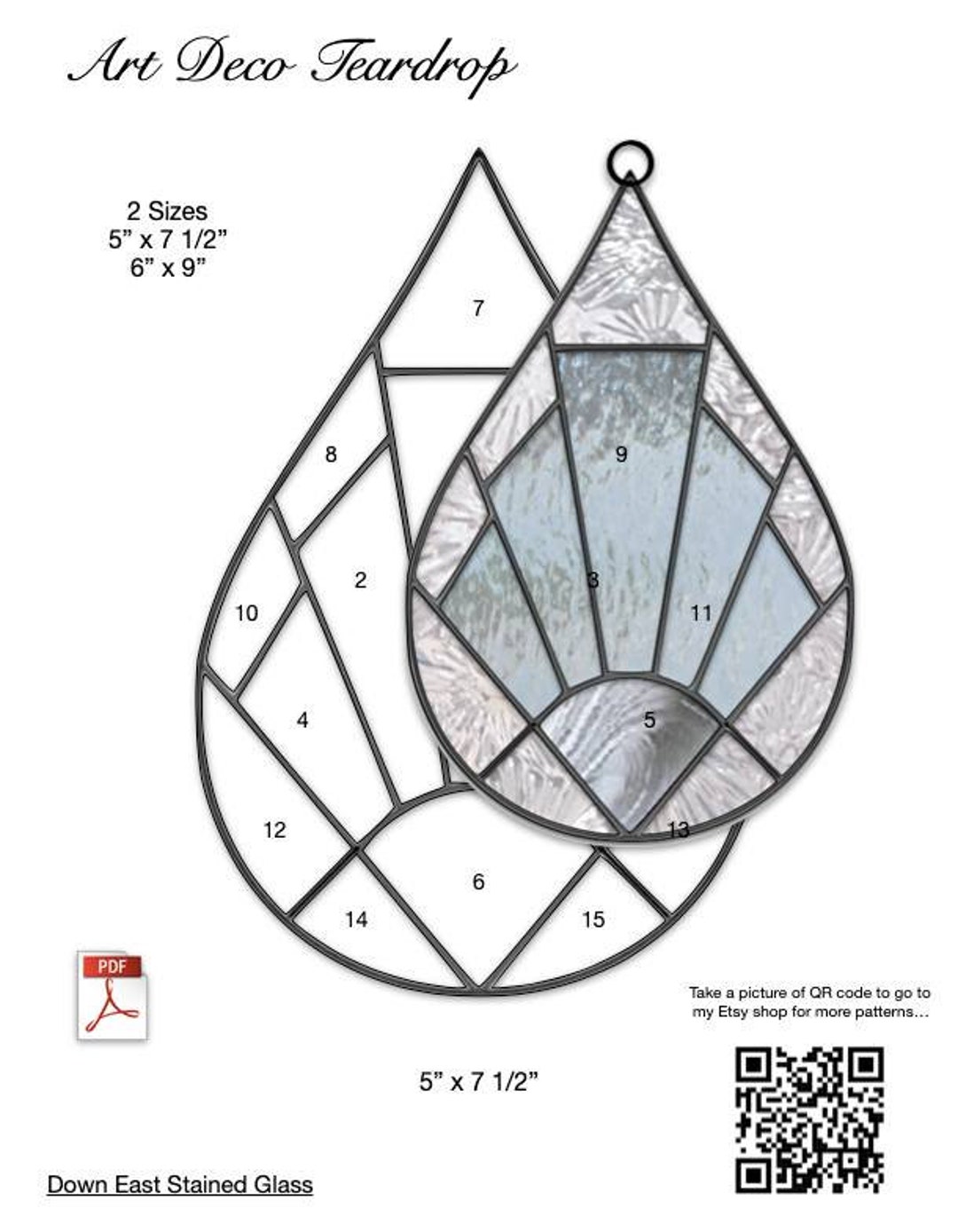 Art Deco Teardrop Stained Glass Pattern - Etsy