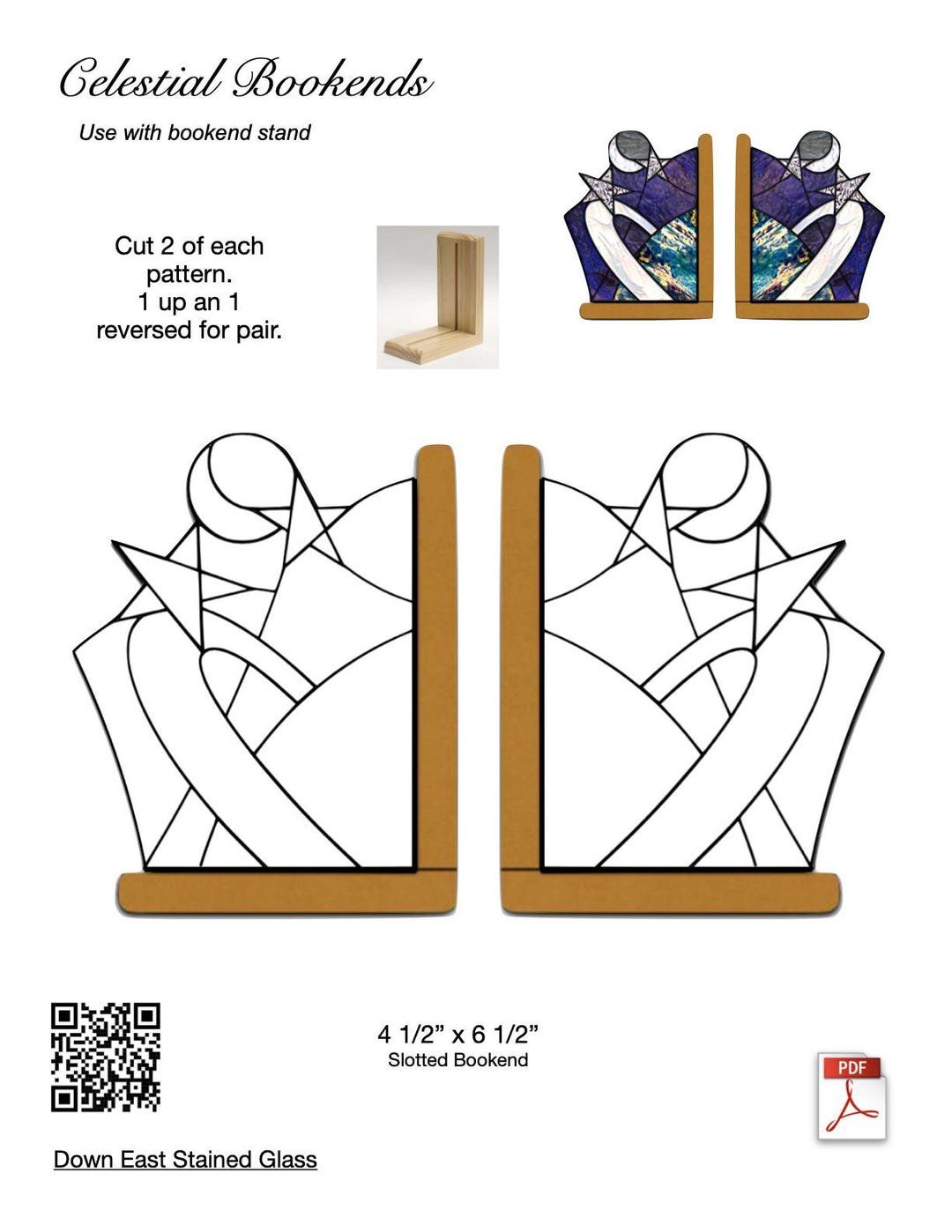 Celestial Bookends Stained Glass Pattern - Etsy