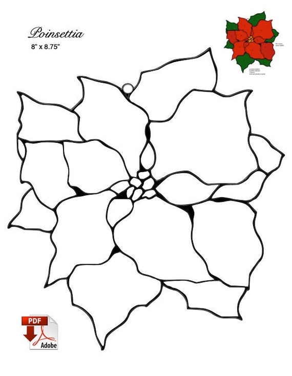 Poinsettia Stained Glass Pattern PDF Download - Etsy