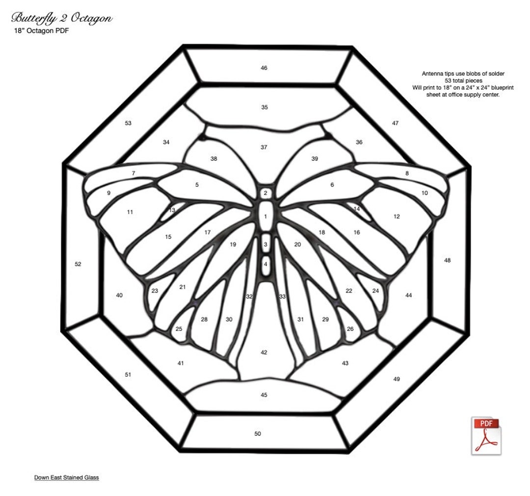 Butterfly 18 Octagon Stained Glass Pattern - Etsy