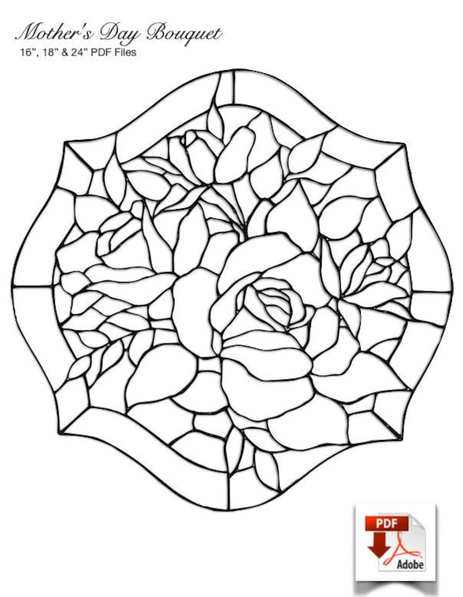 Mother's Day Bouquet Stained Glass Pattern - Etsy