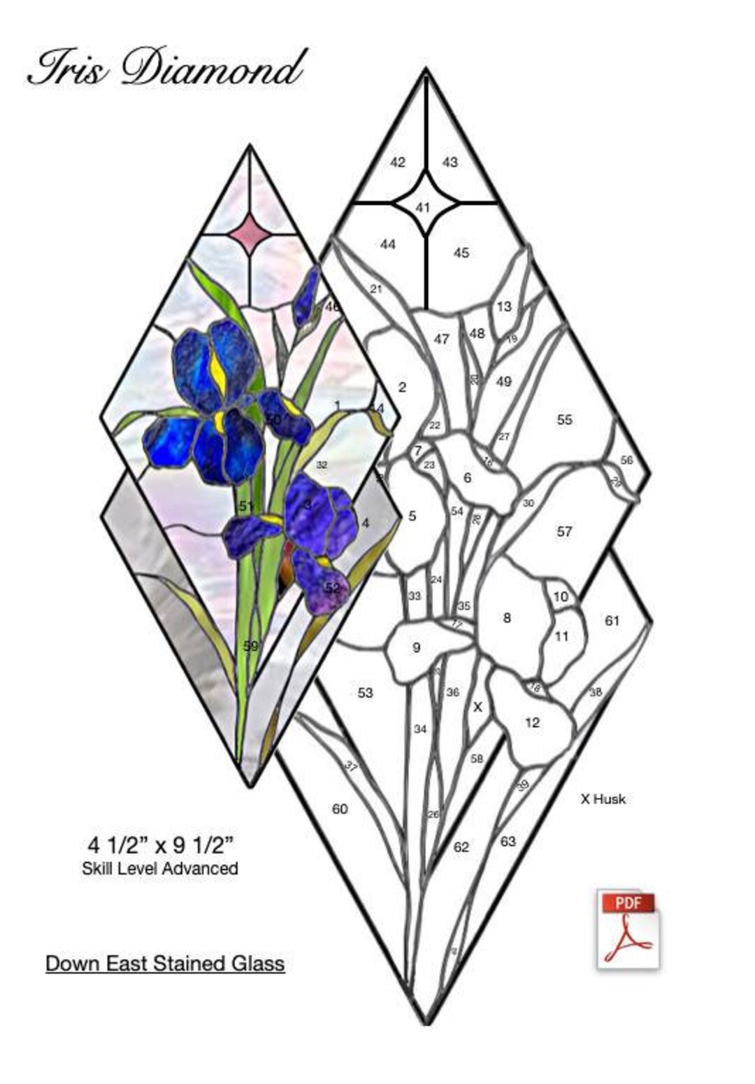 Iris Diamond Stained Glass Pattern - Etsy