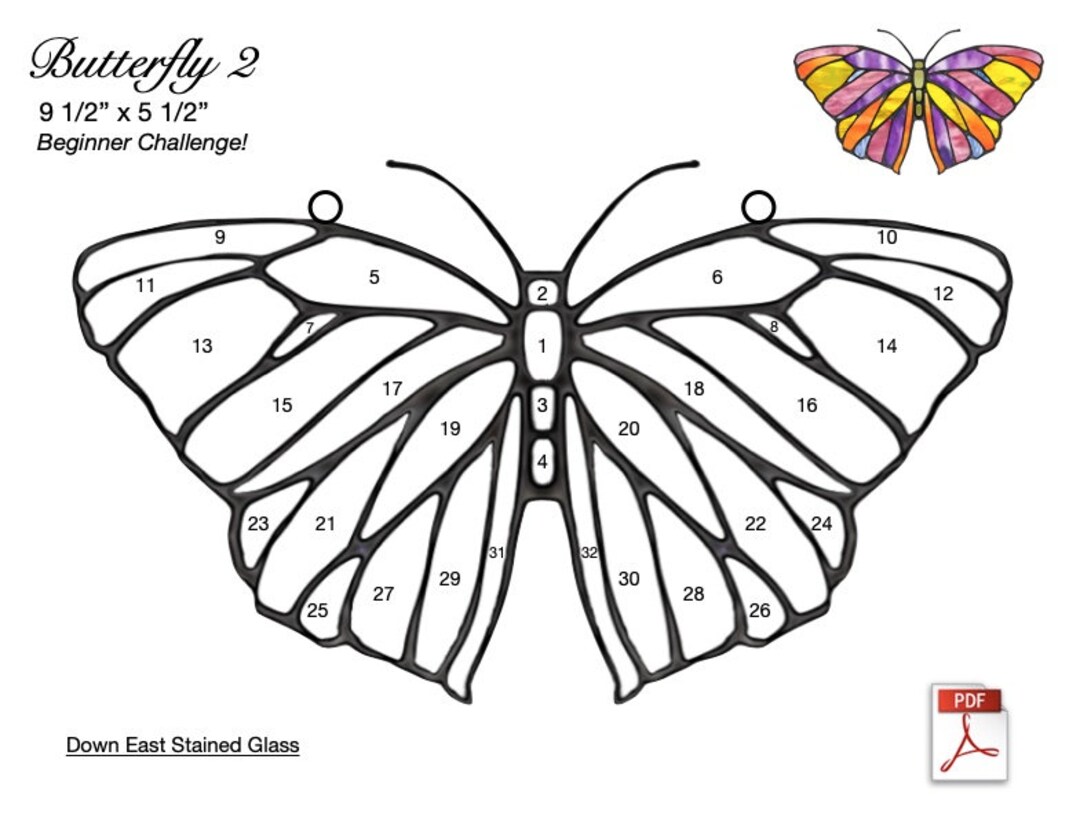 Butterfly 2 Stained Glass Pattern 'beginner Challenge' PDF - Etsy