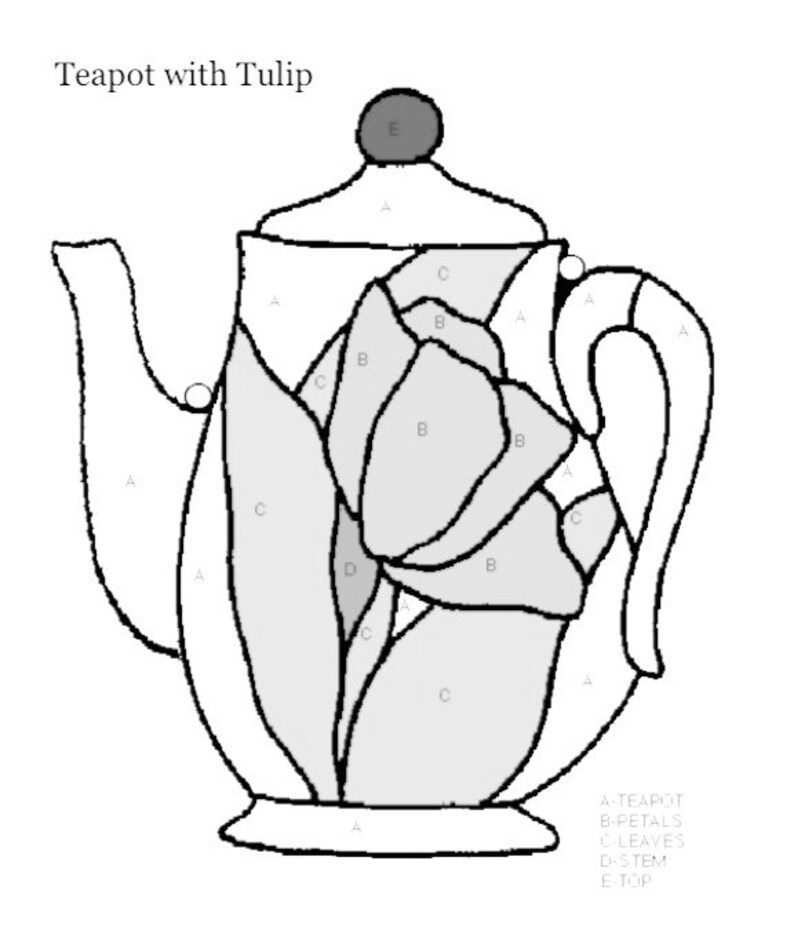 Teapot and Tulip Stained Glass Pattern - Etsy