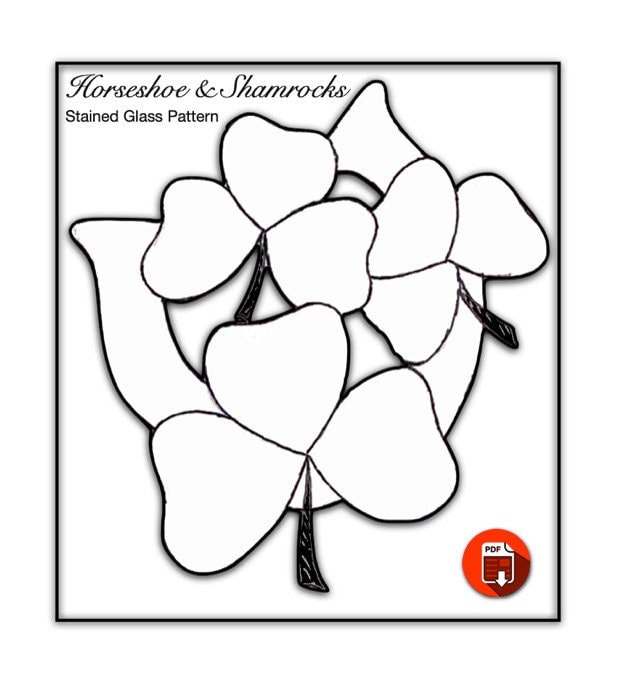 Shamrocks and Horseshoe Stained Glass Pattern - Etsy