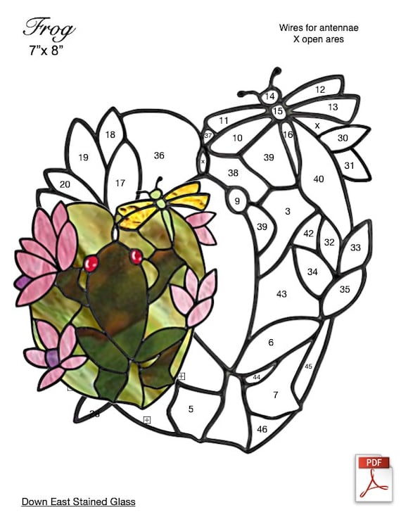 Stained Glass Pattern Dragonfly Frog Frog Mosaic Stock Illustrations