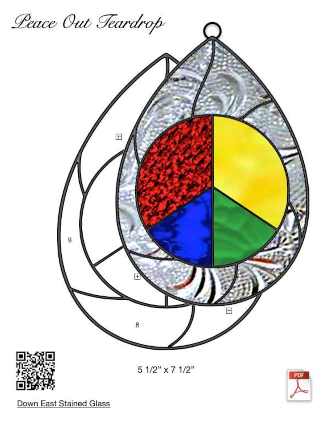 Peace Out Teardrop Stained Glass Pattern - Etsy