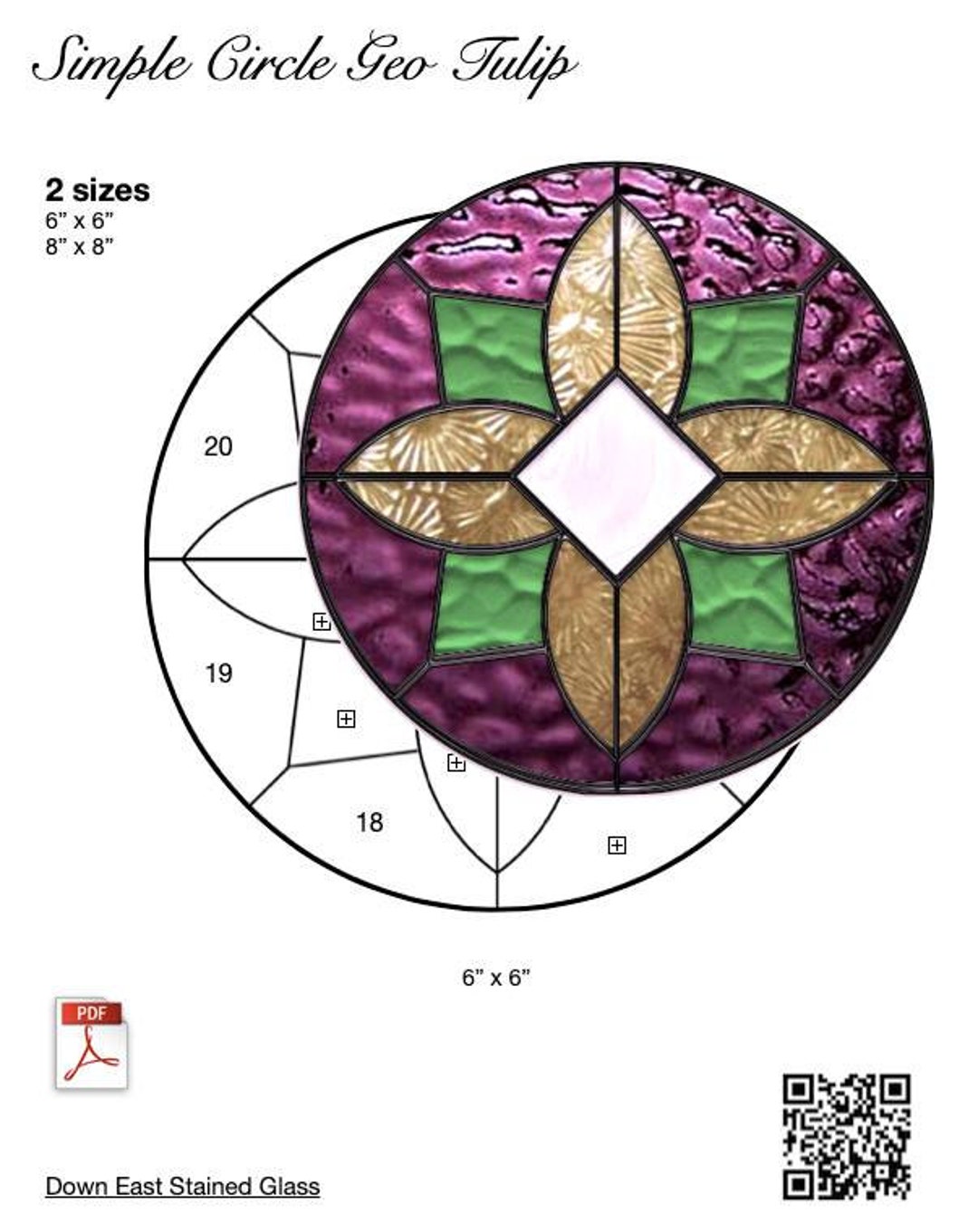 Simple Circle Geo Tulip Stained Glass Pattern - Etsy