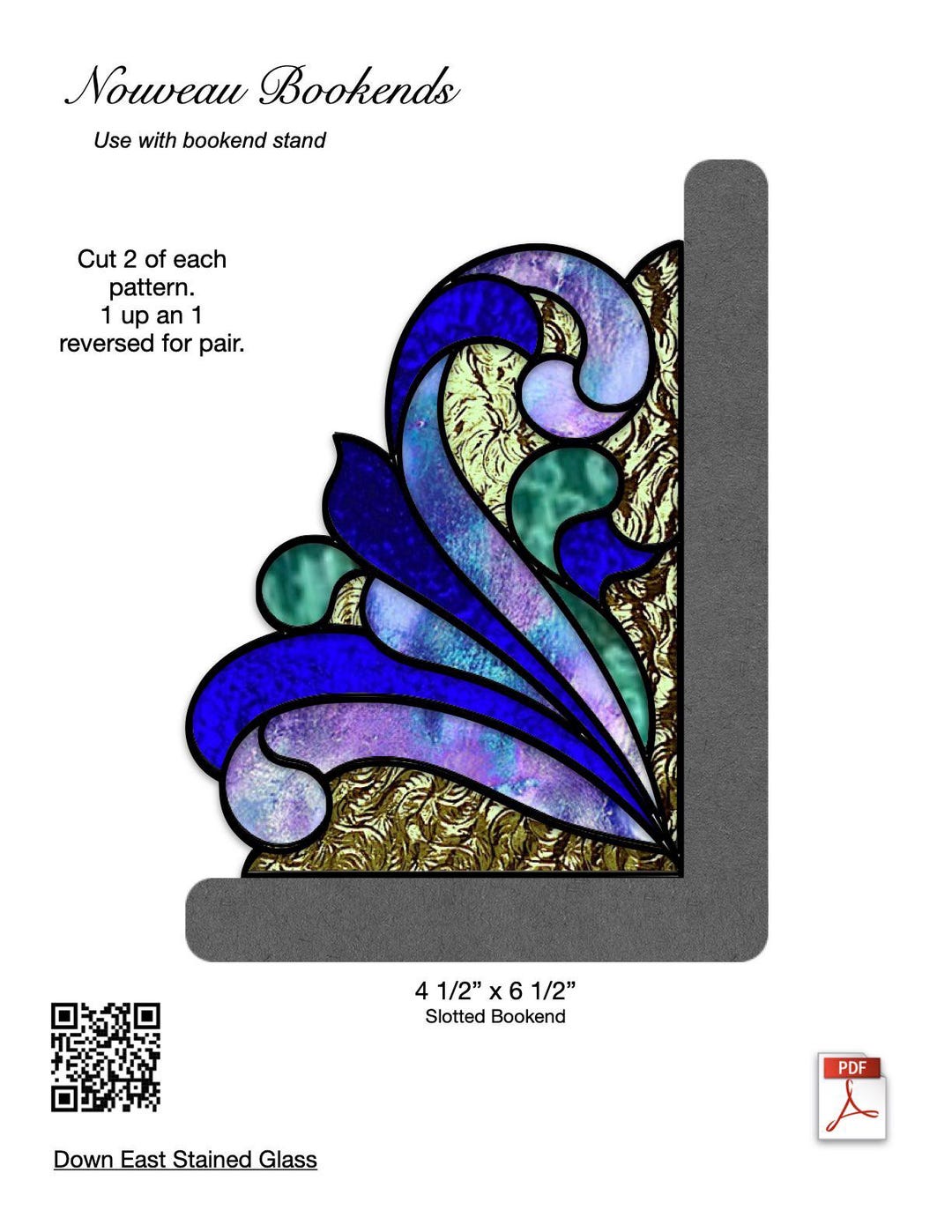 Nouveau Bookends Stained Glass Pattern - Etsy