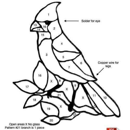 Cardinal Stained Glass Pattern - Etsy