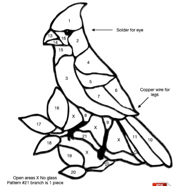 Stained Glass Cardinal Pattern - Etsy