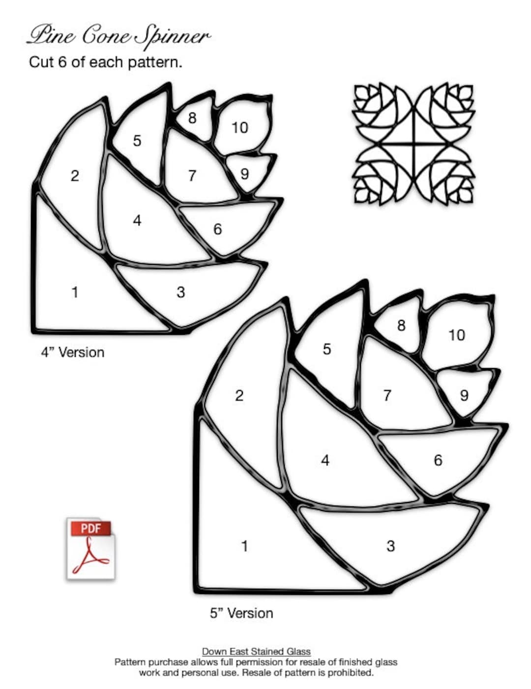 Pine Cone Spinner Stained Glass Pattern - Etsy