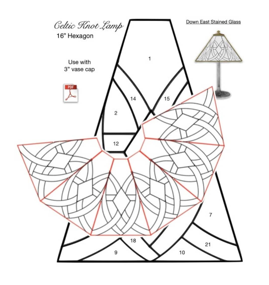 Celtic Knot Hexagon Lamp Stained Glass Pattern - Etsy