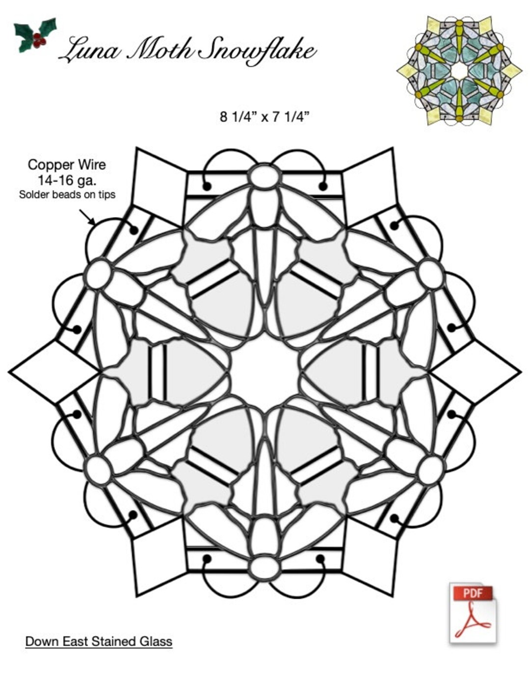 Luna Moth Snowflake Stained Glass Pattern PDF - Etsy
