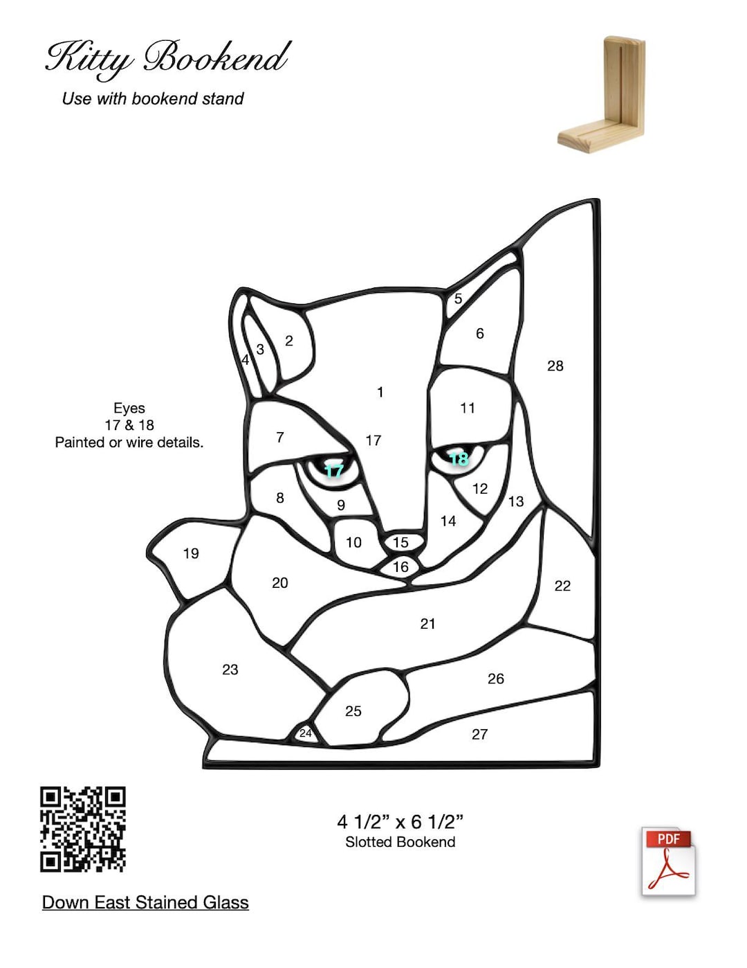 Kitty Bookend Stained Glass Pattern - Etsy