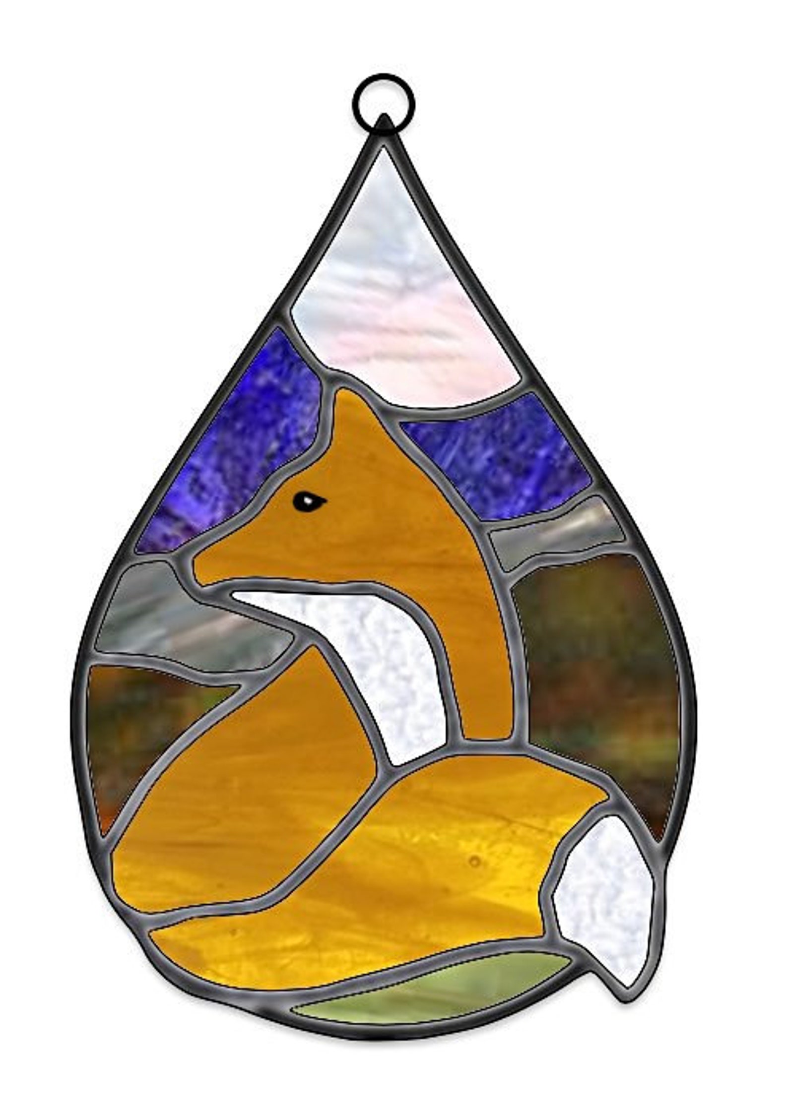 Fox Teardrop Stained Glass Pattern - Etsy