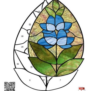 Bluebonnet Teardrop Stained Glass Pattern - Etsy