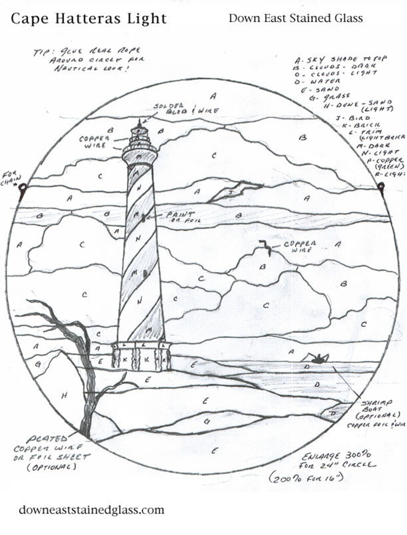 Hatteras Lighthouse Stained Glass Pattern - Etsy