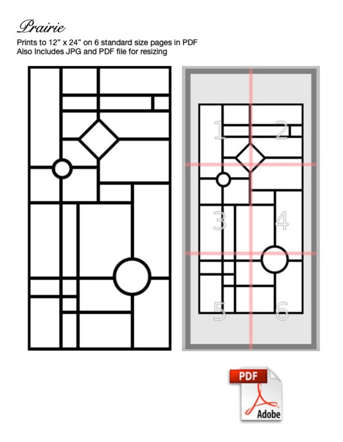 Prairie Stained Glass Pattern PDF Download - Etsy