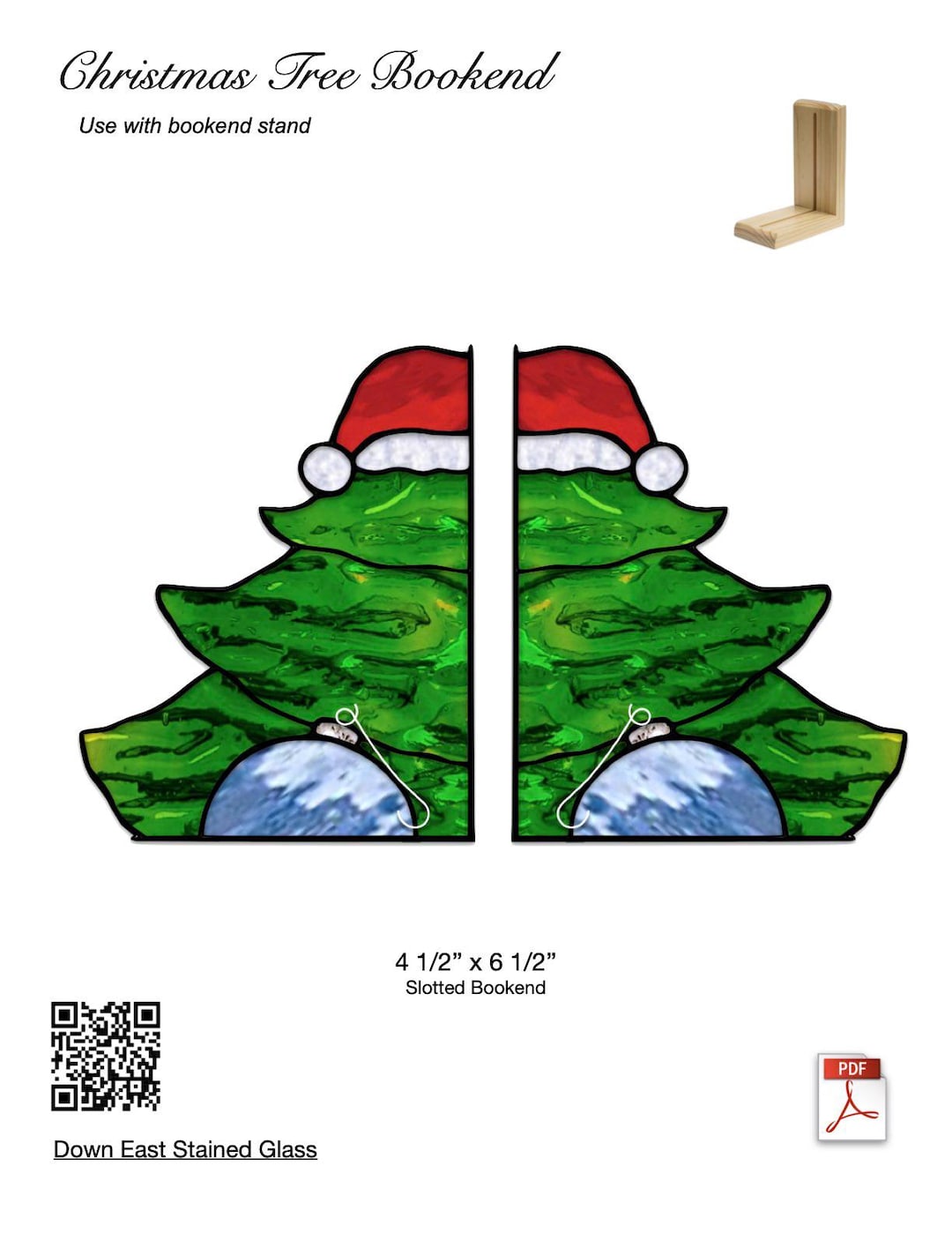 Christmas Tree Bookend Stained Glass Pattern - Etsy