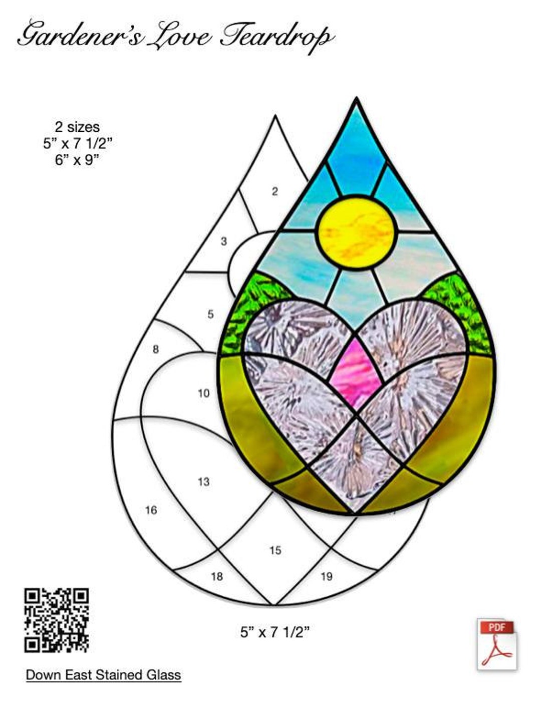 Gardener’s Love Teardrop Stained Glass Pattern - Etsy
