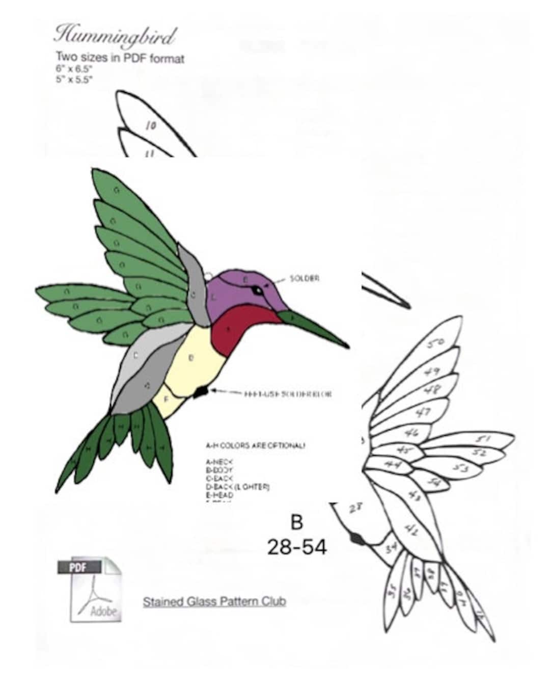Hummingbird Stained Glass Pattern Download - Etsy