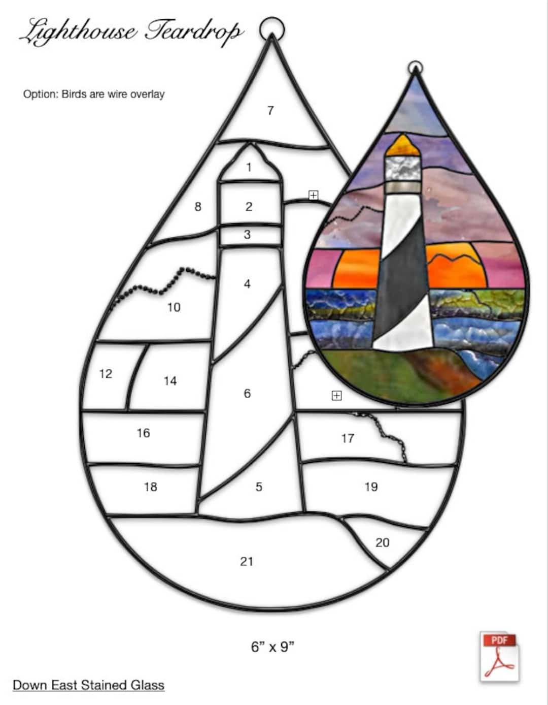 Lighthouse Teardrop Stained Glass Pattern - Etsy
