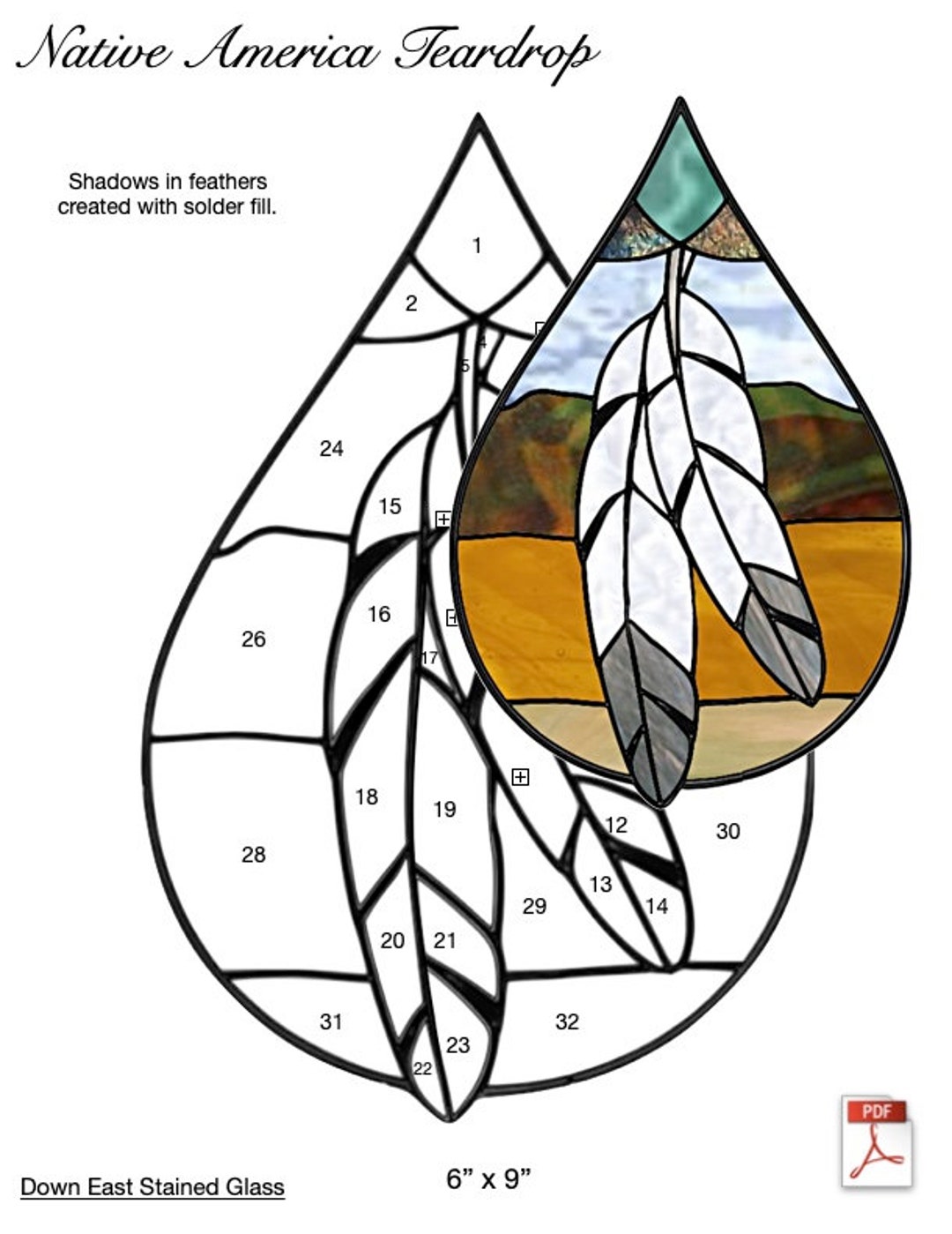 Native America Teardrop Stained Glass Pattern - Etsy