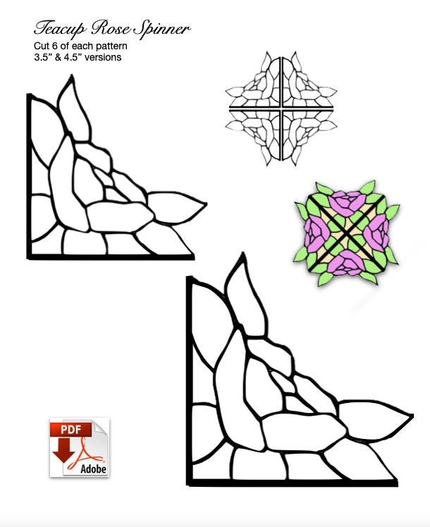 Teacup Rose Stained Glass Spinner Pattern - Etsy