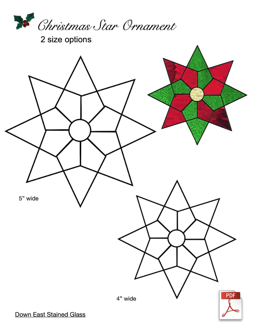 Christmas Star Ornament Stained Glass Pattern - Etsy