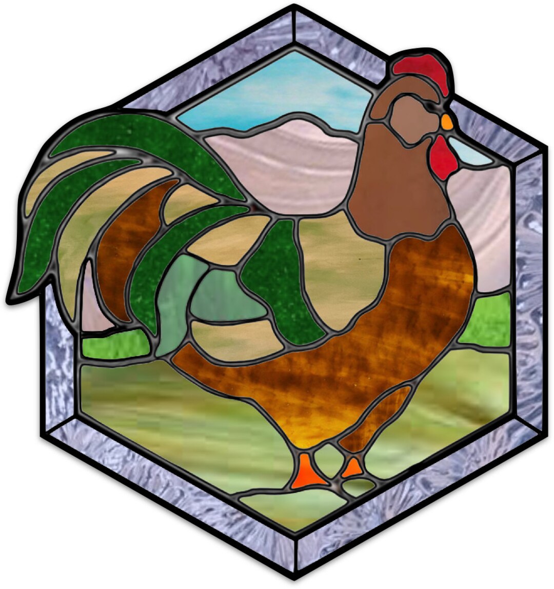 Rooster Stained Glass Pattern PDF - Etsy