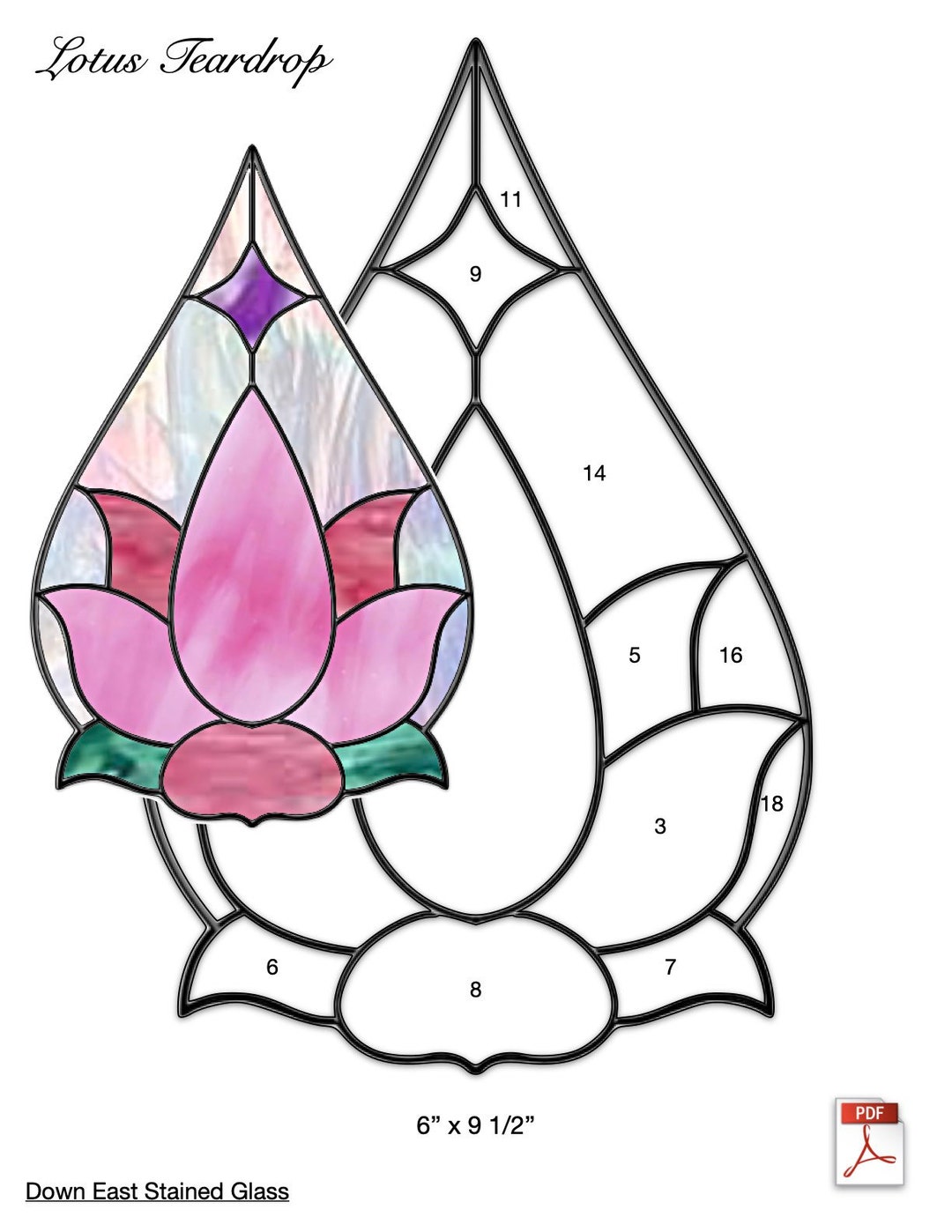 Lotus Teardrop Stained Glass Pattern - Etsy