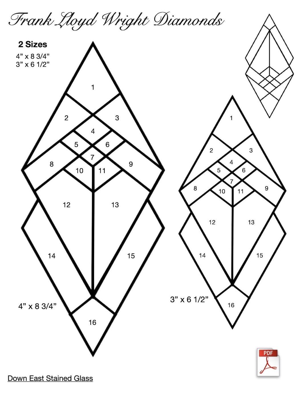 Frank Lloyd Wright Diamonds Stained Glass Pattern - Etsy