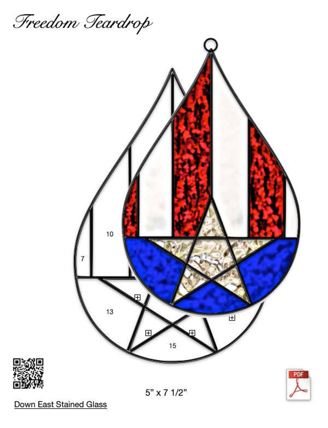 Freedom Teardrop Stained Glass Pattern - Etsy