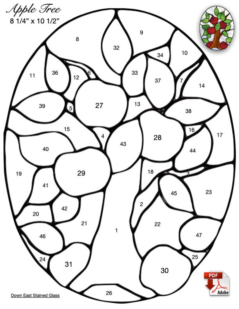 Apple Tree Stained Glass Pattern PDF - Etsy
