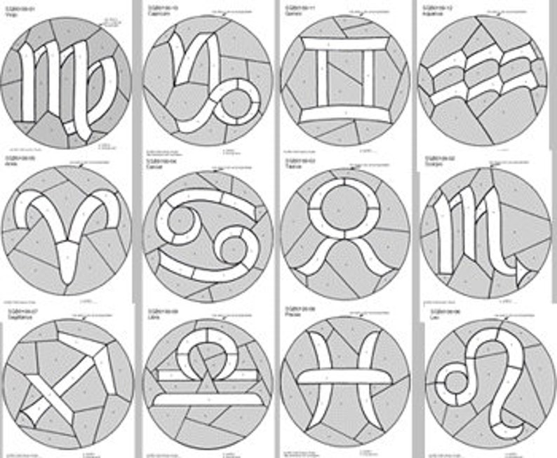 Zodiac Signs Stained Glass Patterns - Etsy