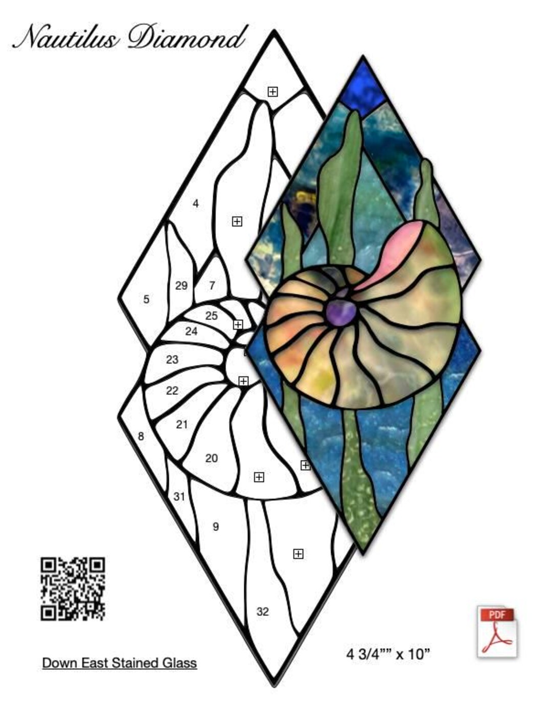 Nautilus Diamond Stained Glass Pattern - Etsy