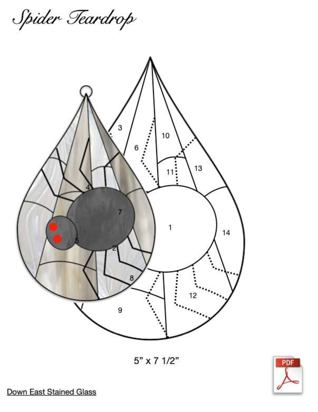 Spider Teardrop Stained Glass Pattern - Etsy