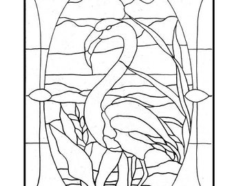 Stained Glass Flamingo Pattern | Etsy
