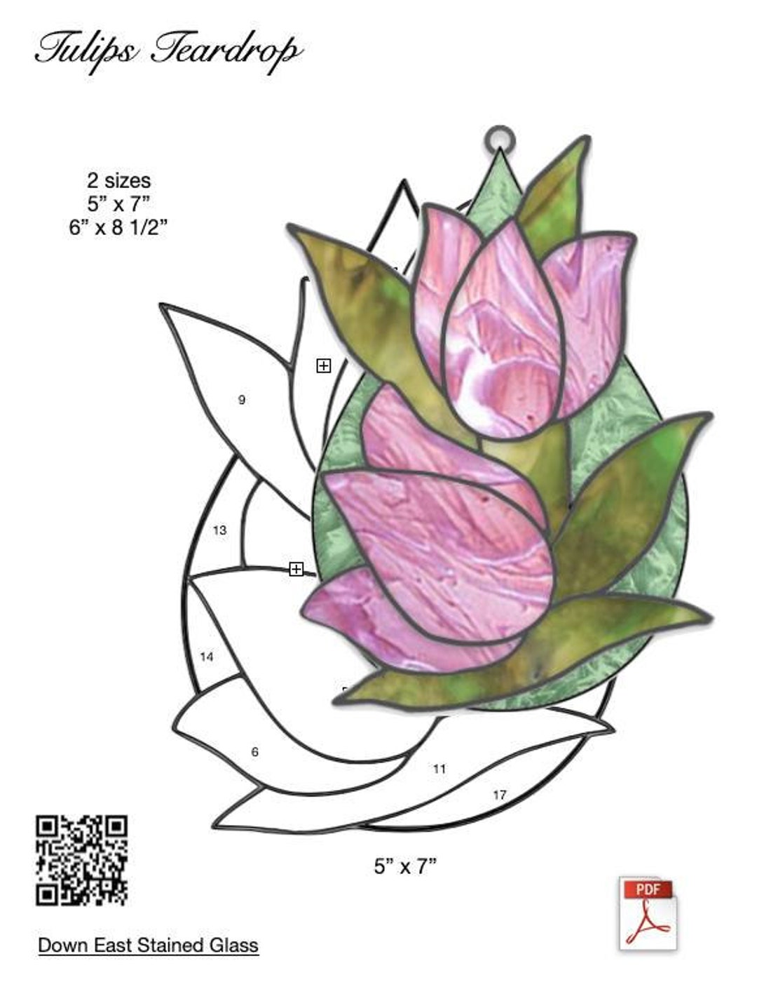 Tulips Teardrop Stained Glass Pattern - Etsy