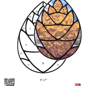 Pinecone Teardrop Stained Glass Pattern - Etsy