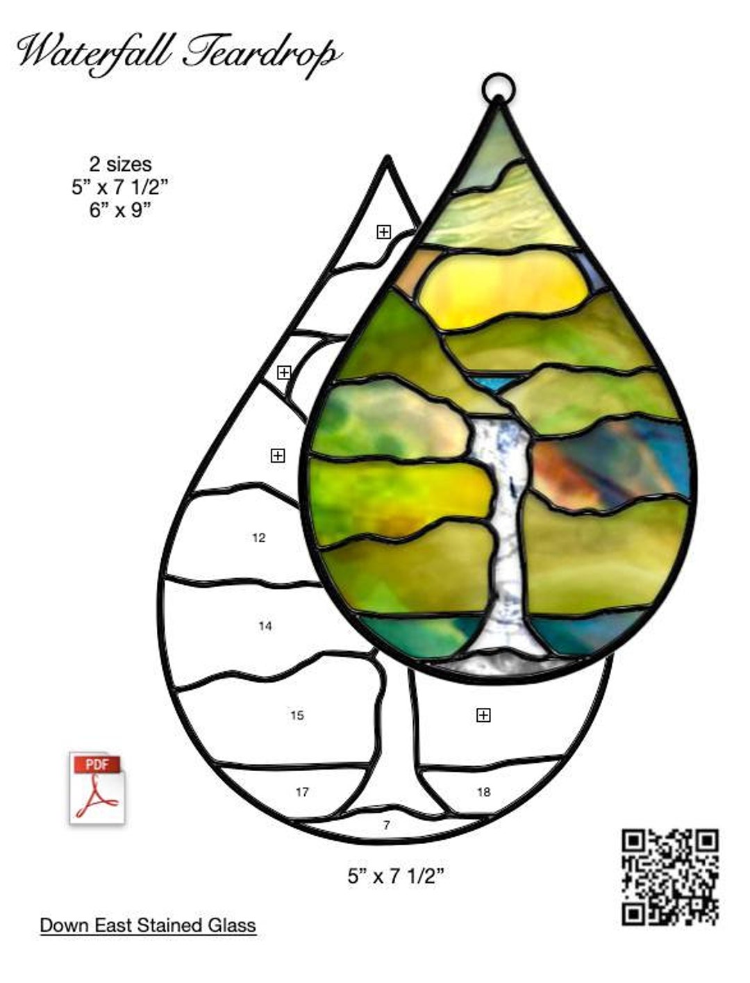 Waterfall Teardrop Stained Glass Pattern - Etsy