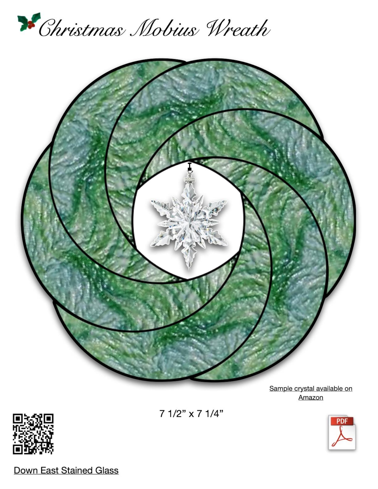 Christmas Mobius Wreath Stained Glass Pattern - Etsy